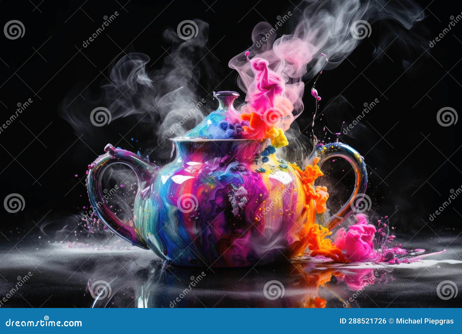 An Abstract Tea Artwork of Teapots and Cups Stock Photo - Image of ...