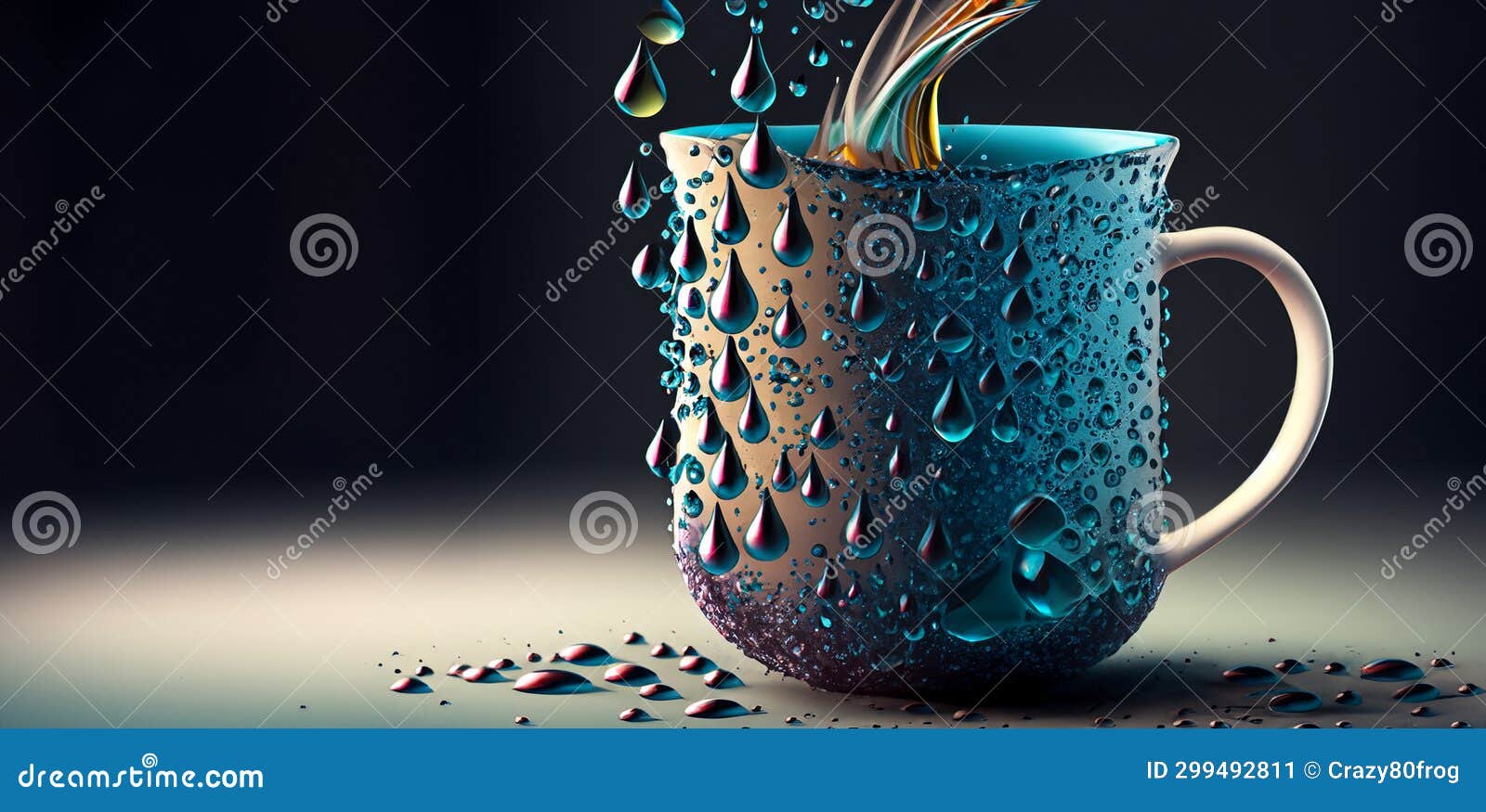 Abstract Tea Cup Made of Water Drops, Cool Refreshment Concept Stock ...