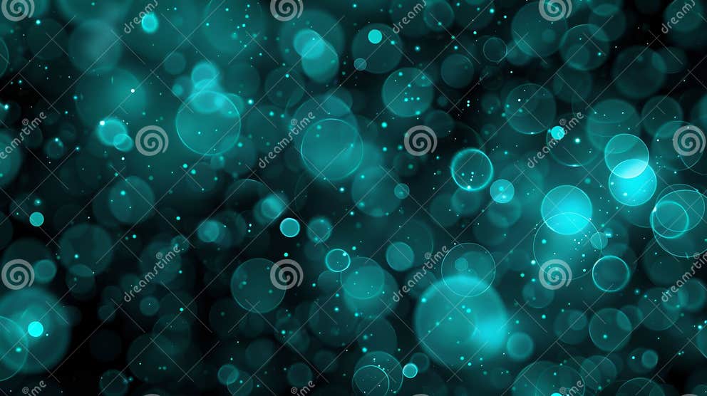 Abstract Teal Bokeh Background with Glowing Light Particles is Visually ...