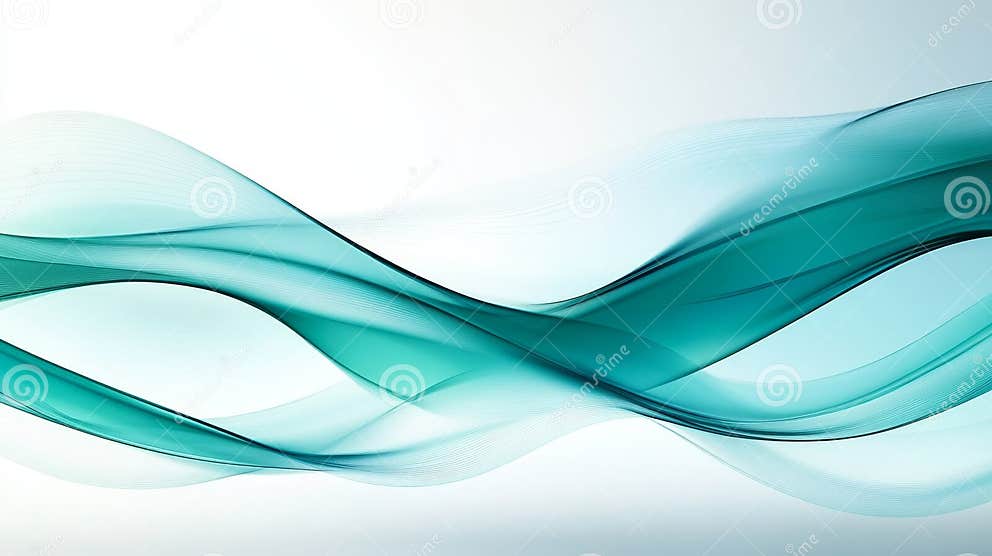Abstract Teal Wave on White Background Digital Art Stock Illustration ...
