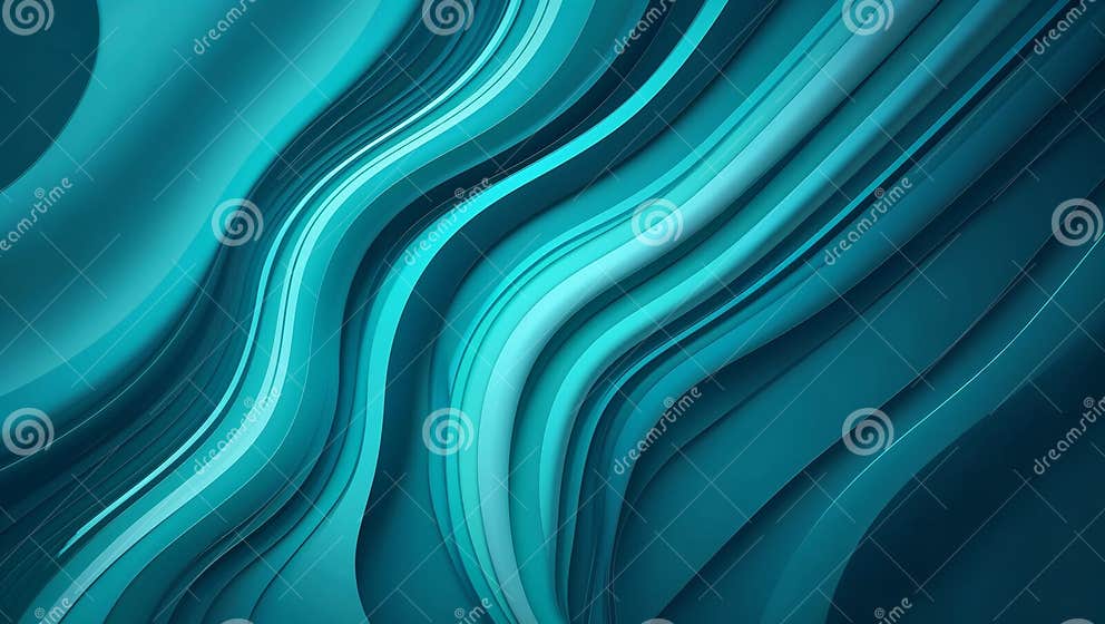 Abstract Teal Wavy Lines Background Stock Illustration - Illustration ...