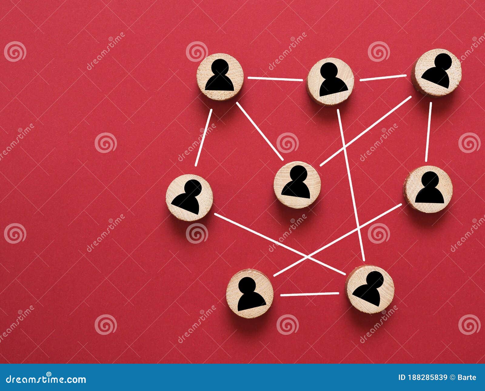 Abstract Teamwork, Network and Community Concept on a Red Paper ...