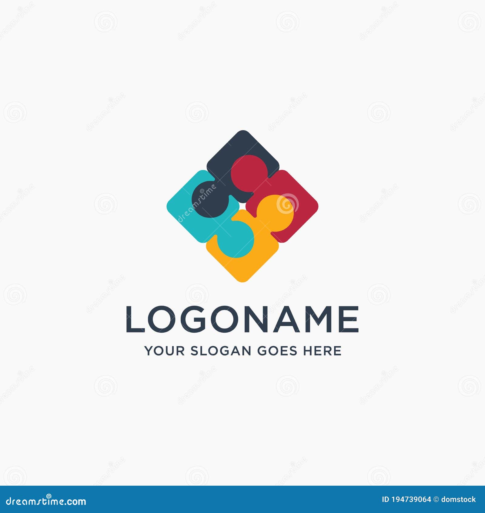 Abstract Teamwork, Share, Link Logo Icon, with Puzzle of People Stock ...