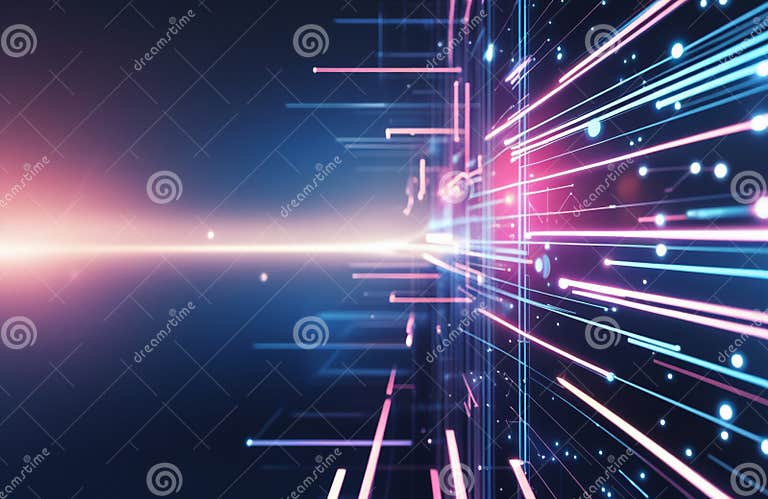Abstract Tech Backdrop with Illuminated Lines Stock Illustration ...