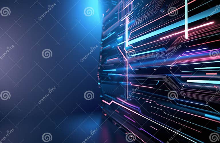 Abstract Tech Backdrop with Illuminated Lines Stock Illustration ...