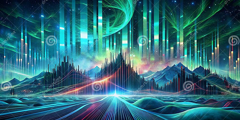 Abstract Tech Background with Bright Digital Lines and Dots, Abstract ...