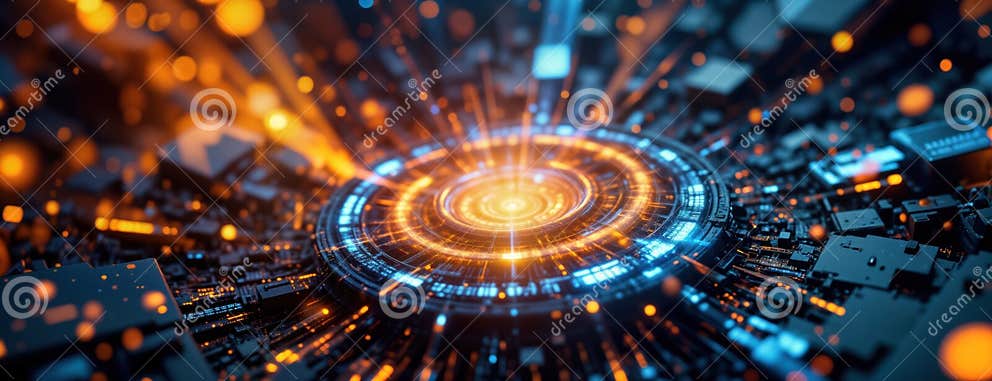 Abstract Tech Background. Luminous Particles Create Dynamic Pattern ...