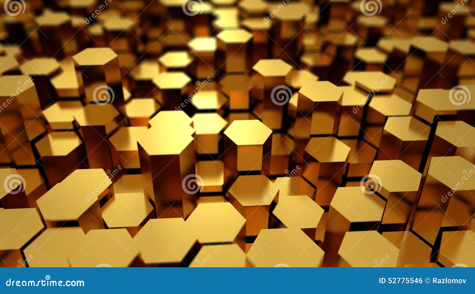 Abstract Tech Background with Many Golden Hexagons Stock Photo - Image ...