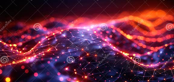 Abstract Tech Background, Quantum Computing Network System and Electronic Global Intelligence ...