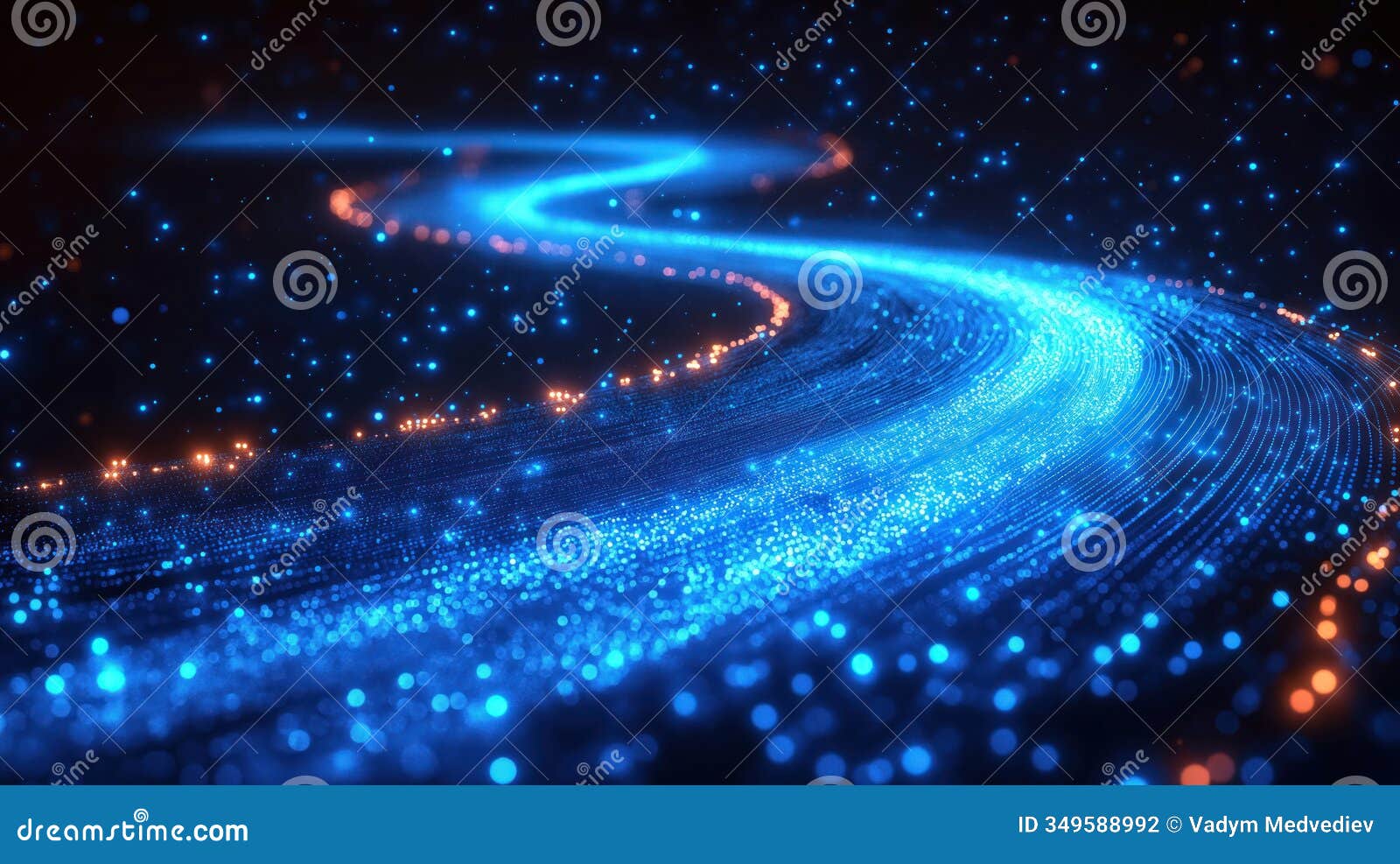 Abstract Tech Background Shows Swirling Blue Energy Patterns. Network ...
