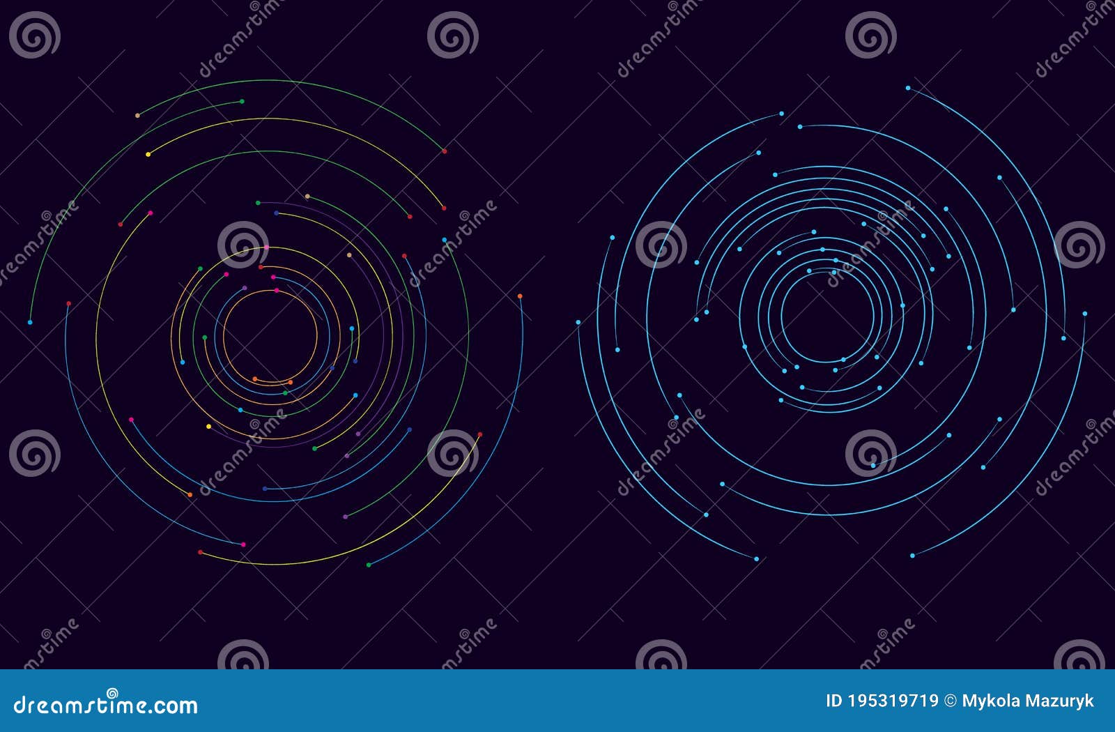 Abstract Tech Background with Spiral and Dots Stock Vector ...