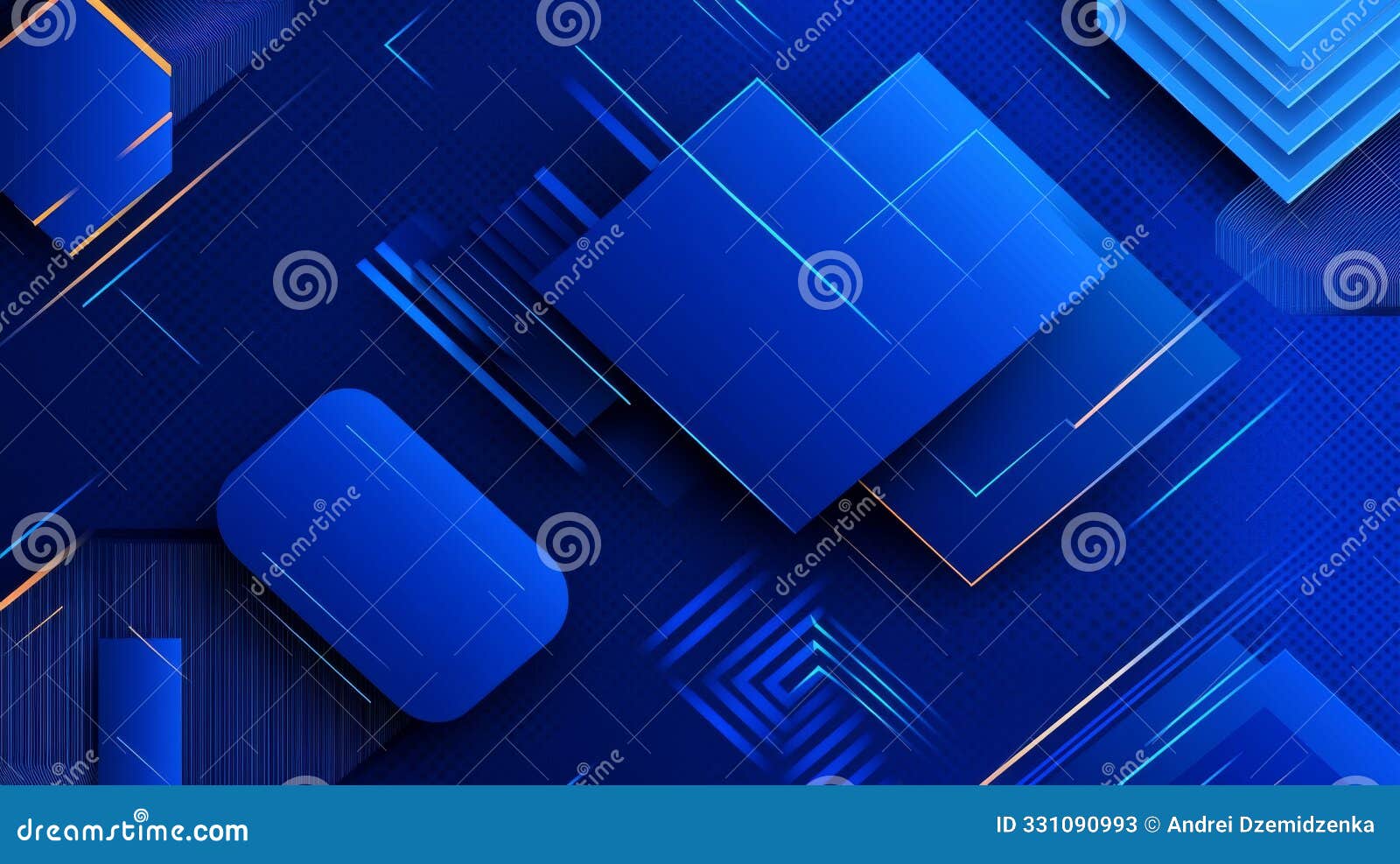 Abstract Tech Banner with a Blue Background and Layers of Transparent ...