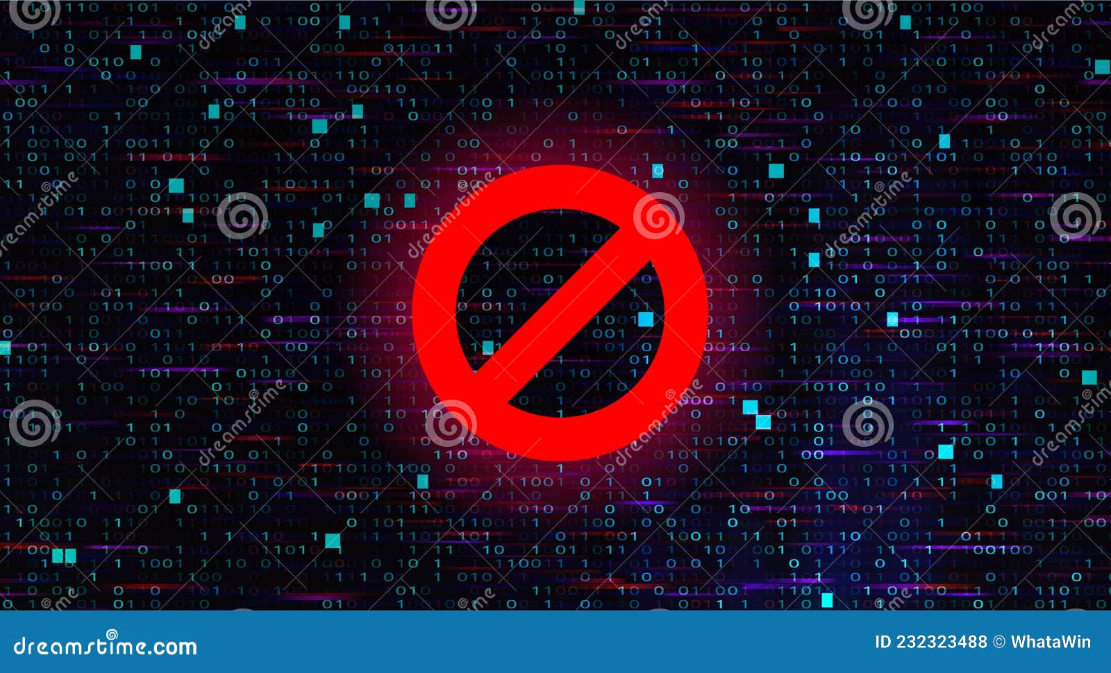 Abstract Technology Binary Code Background with Error Symbol Stock ...