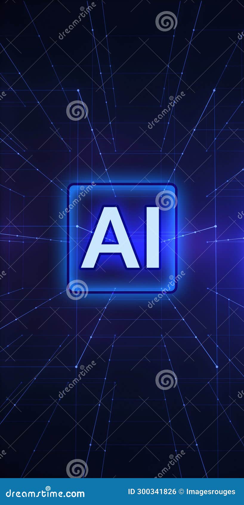 Abstract Tech Blocks with Artificial Intelligence on Blue Background ...