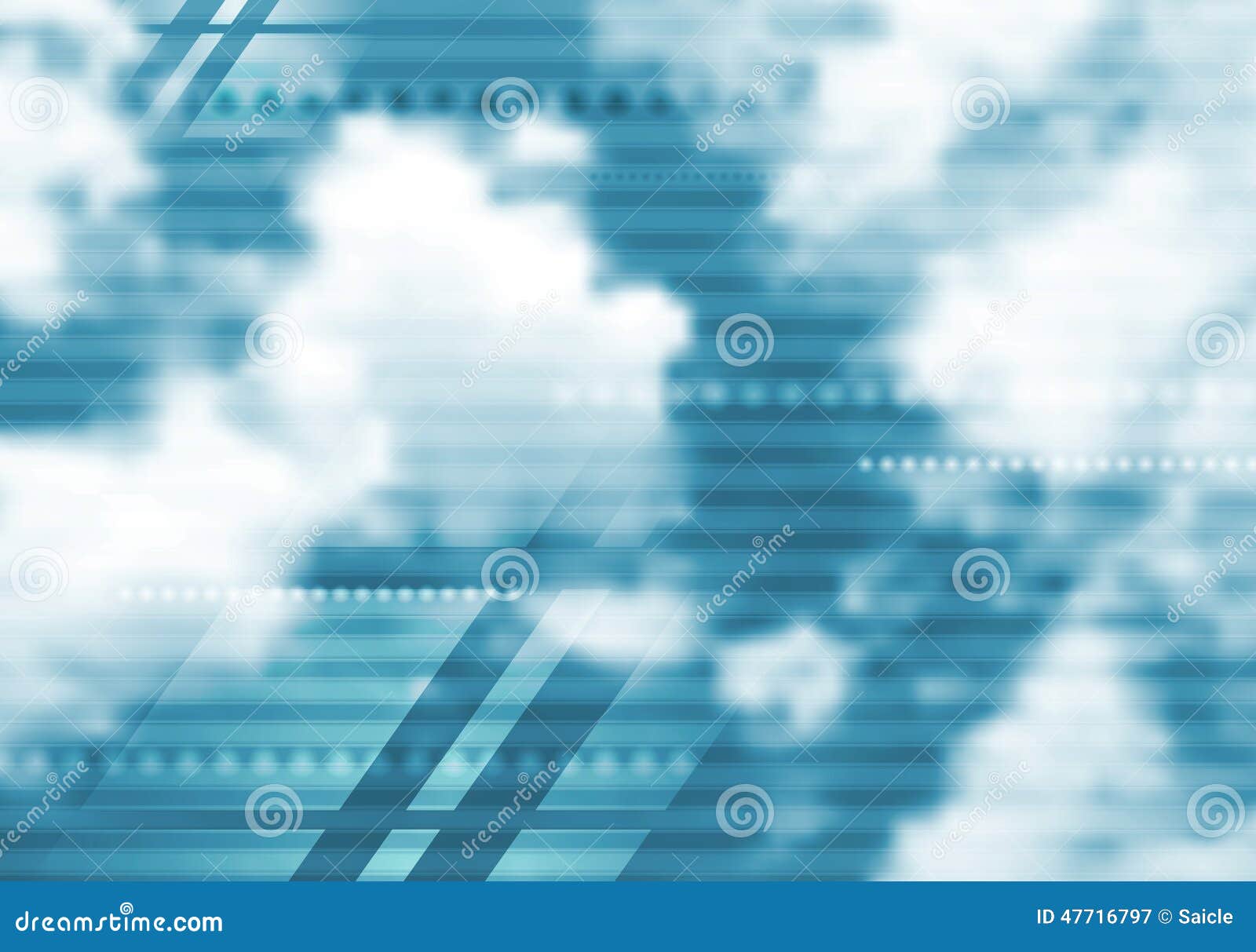 Abstract Tech Blue Design with Cloudscape Stock Vector - Illustration ...