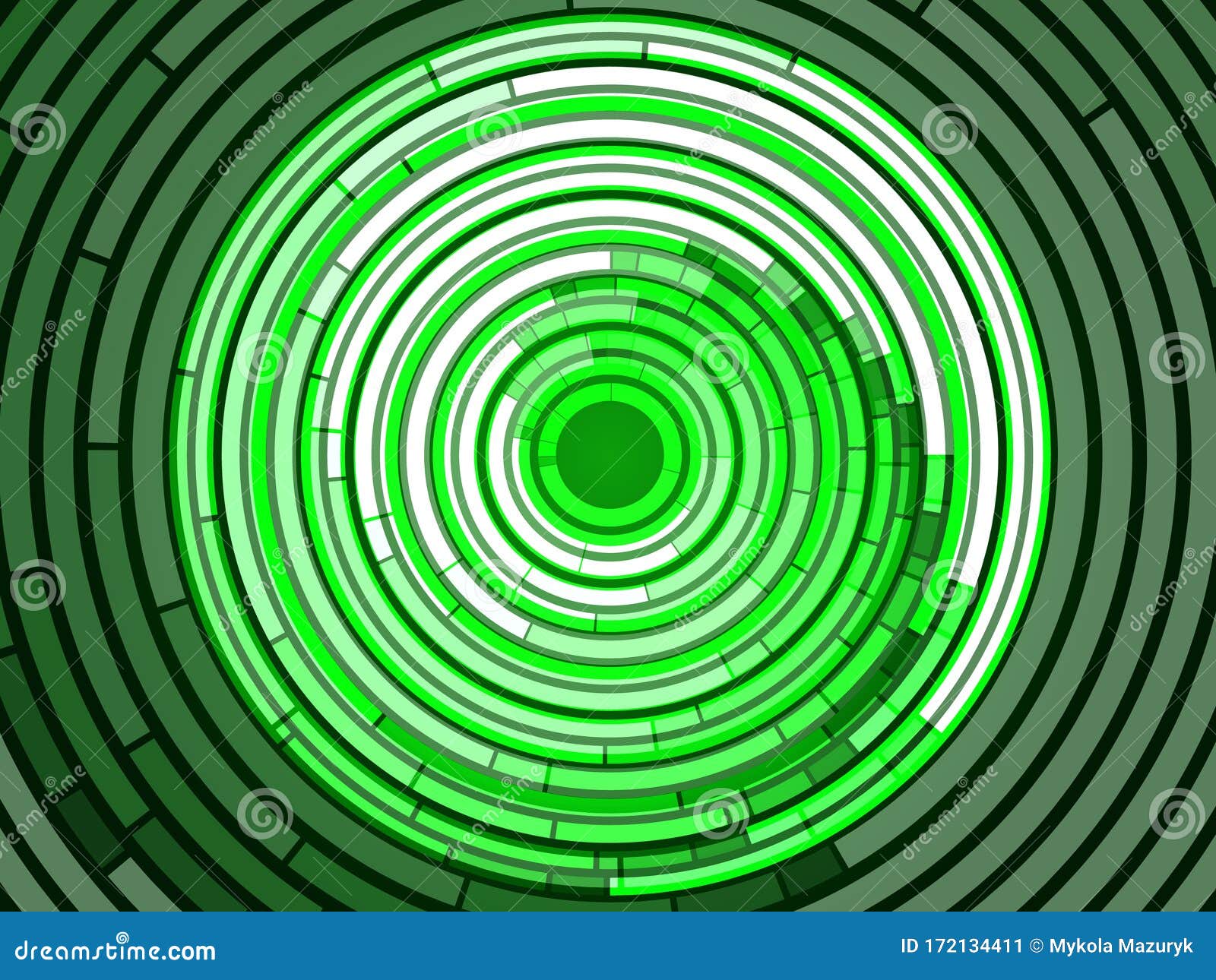Abstract Tech Circles Background Design with Light Effect Green Stock ...