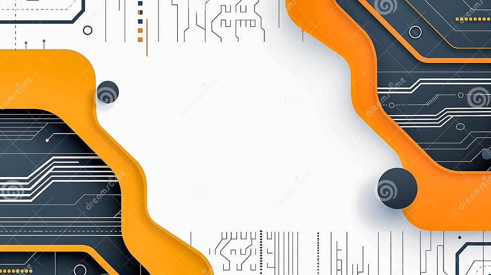 Abstract Tech Circuit Design with Orange Accents Stock Illustration ...