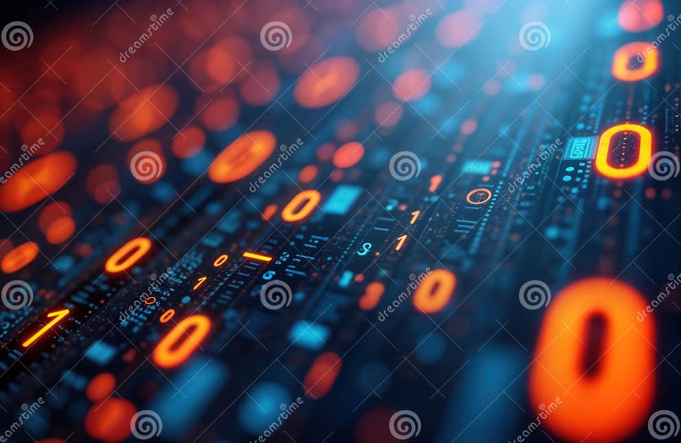 Abstract Tech Design Showing Binary Code. Digital Illustration of Data ...