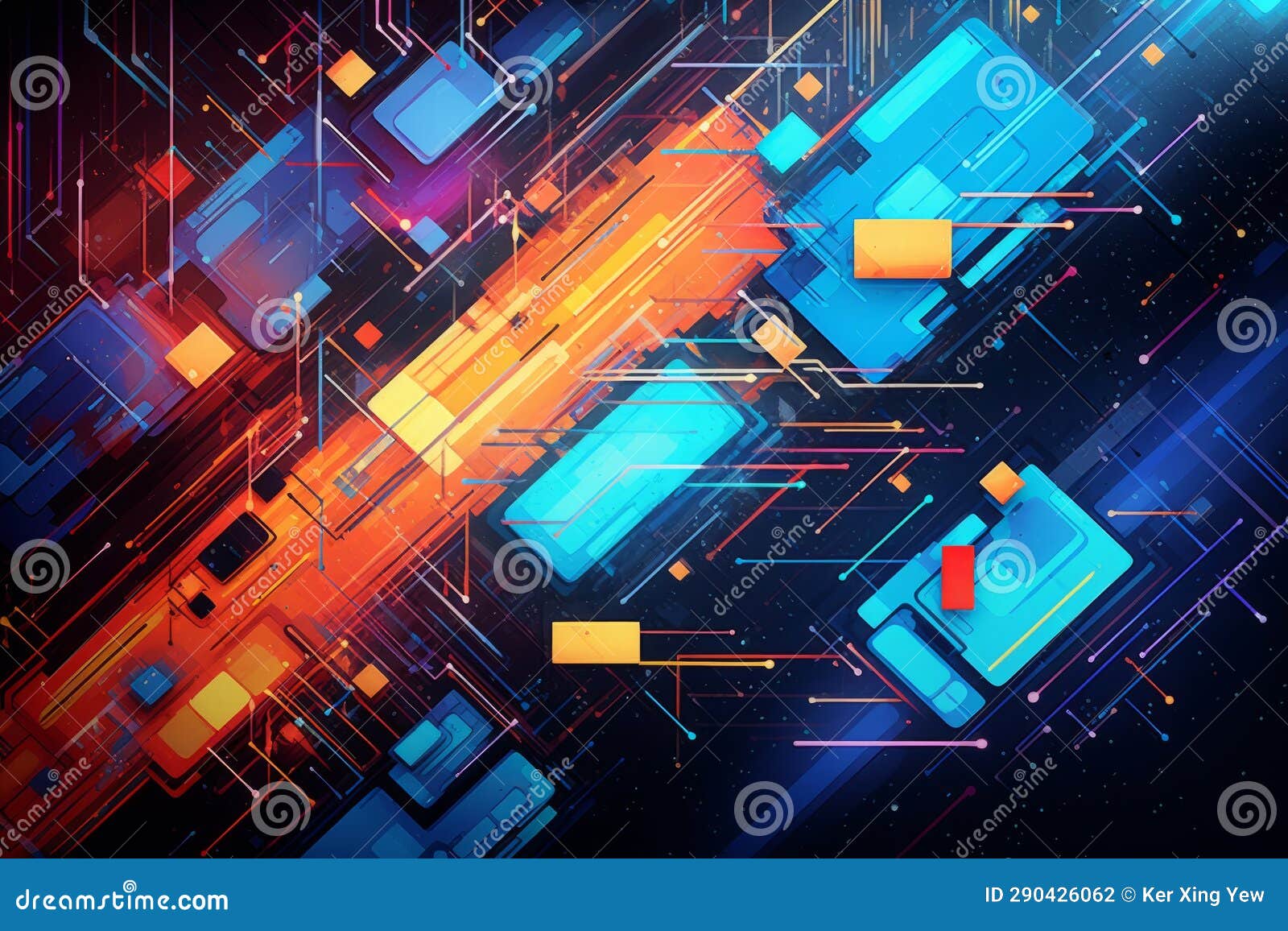 Abstract Tech Design with Vibrant Colors Stock Illustration ...