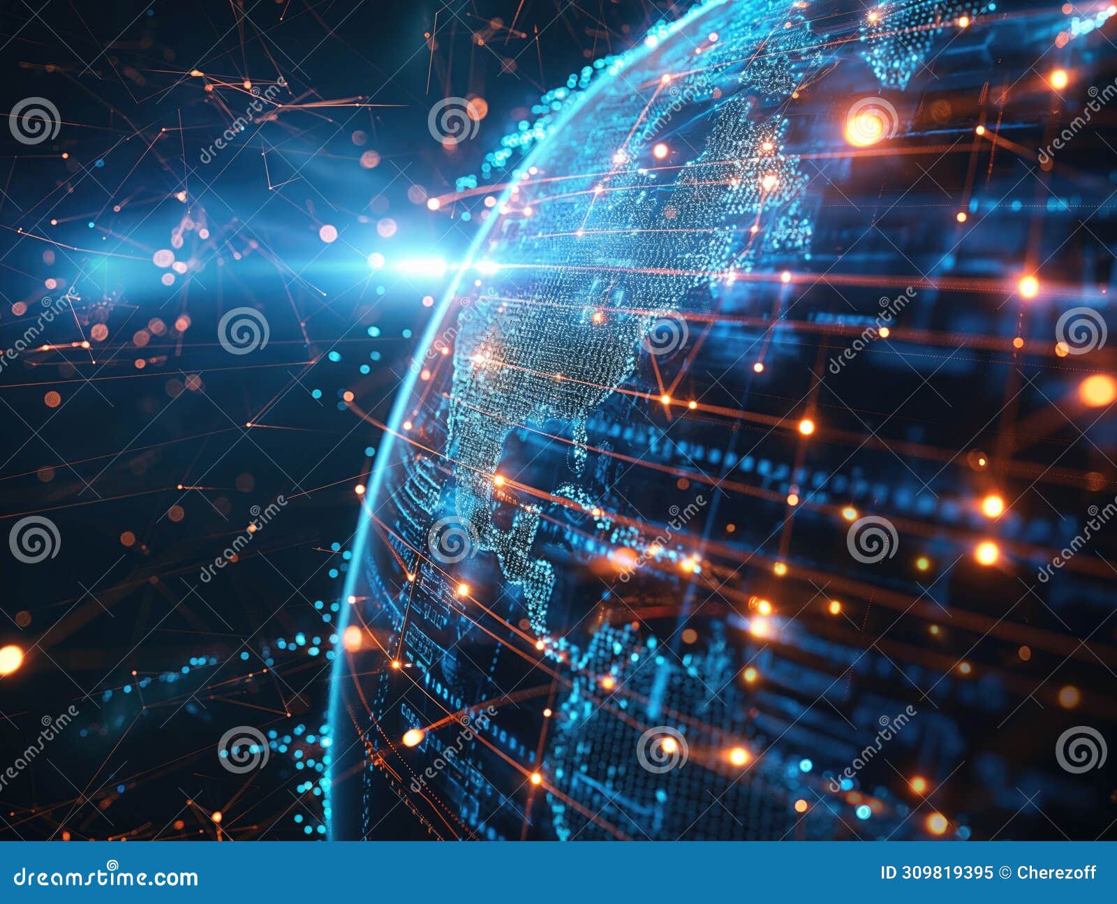 Abstract Tech Earth Globalization Stock Image - Image of light ...