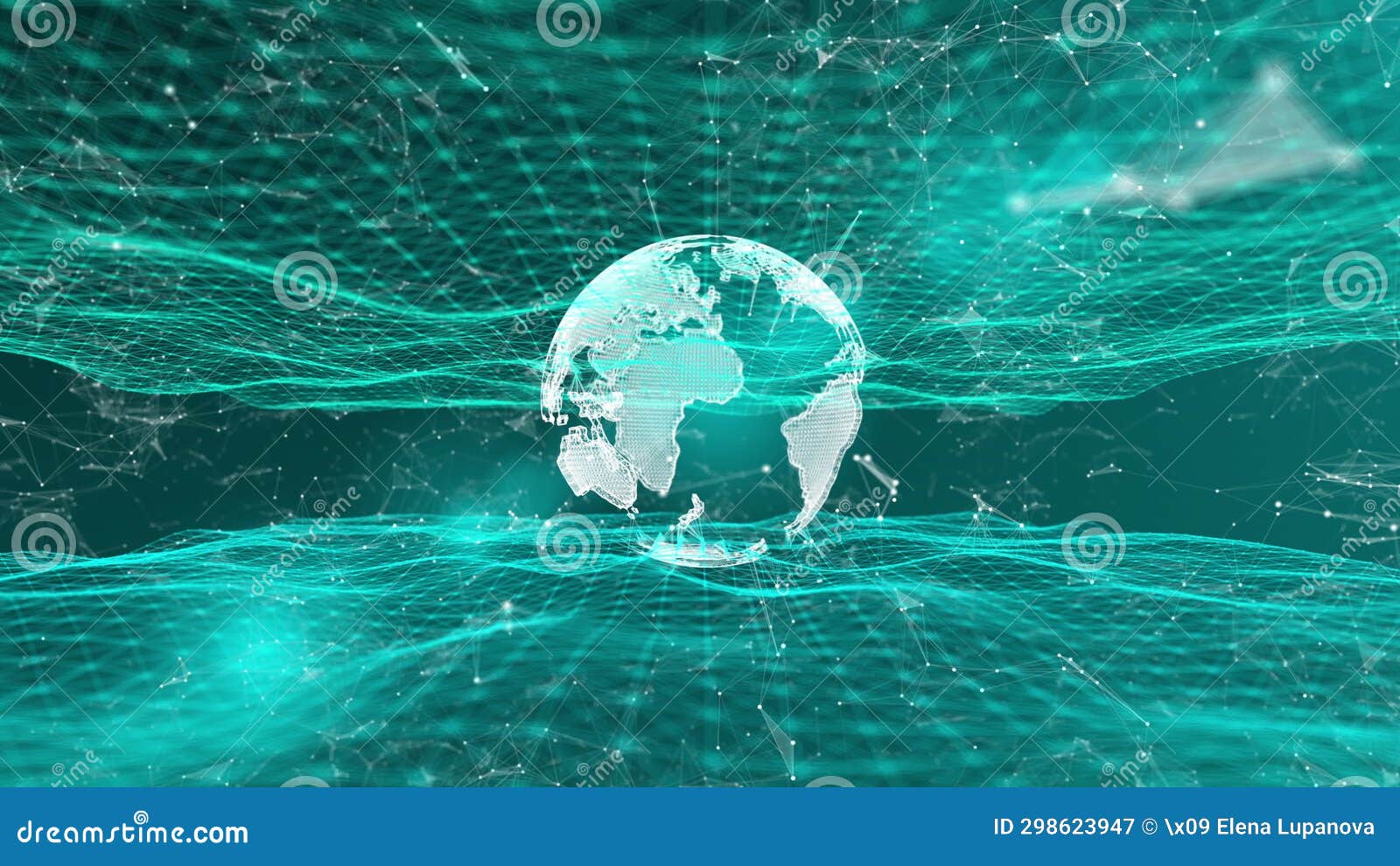 Abstract Tech Earth Globalization in 3d Motion Graphic. Concept ...