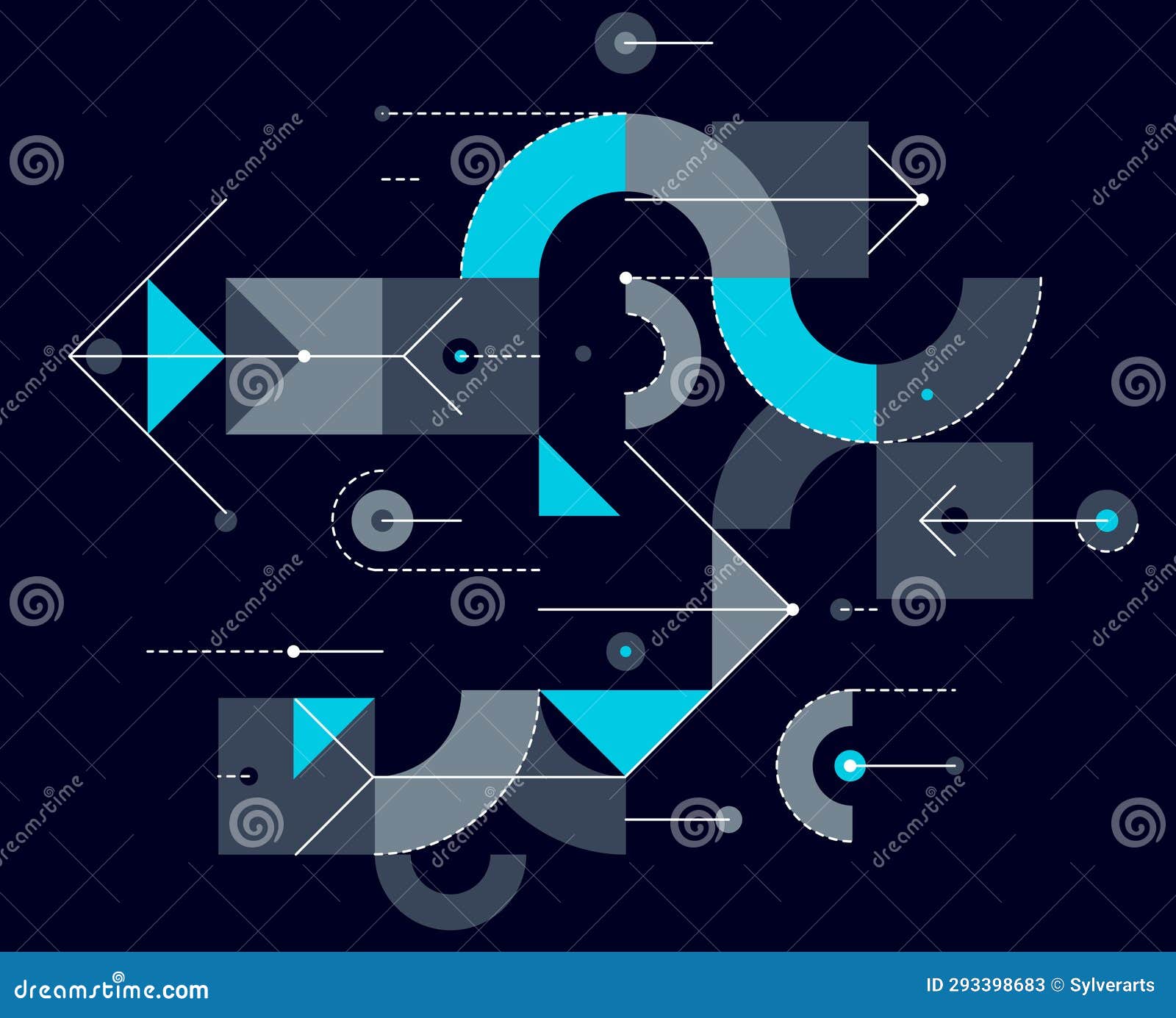 Abstract Tech Engineering Draft Vector Background Over Dark, Mechanical ...