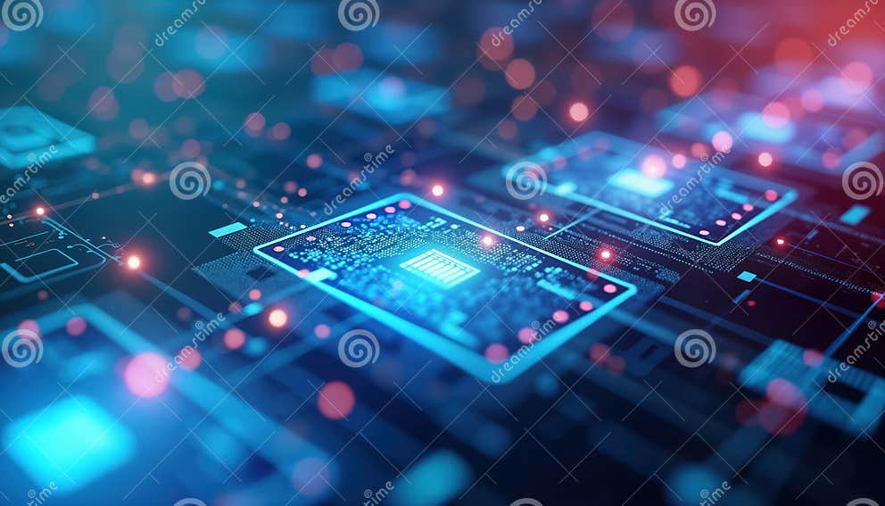 Abstract Tech Graphic Displays Digital Circuits. Complex Data ...