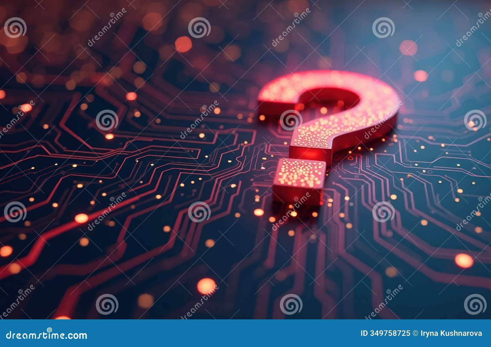 Abstract Tech Illustration Shows Question Mark on Circuit Board ...