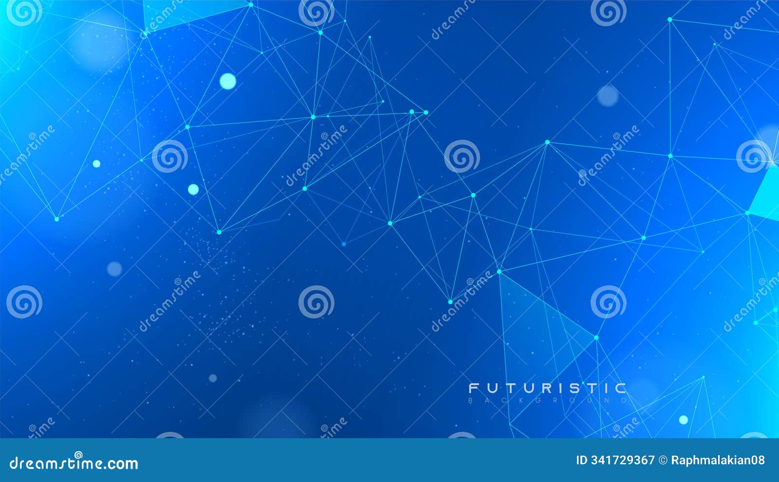 Abstract Tech Network Connection Dots and Plexus Lines on a Blue Background. Digital Neural ...