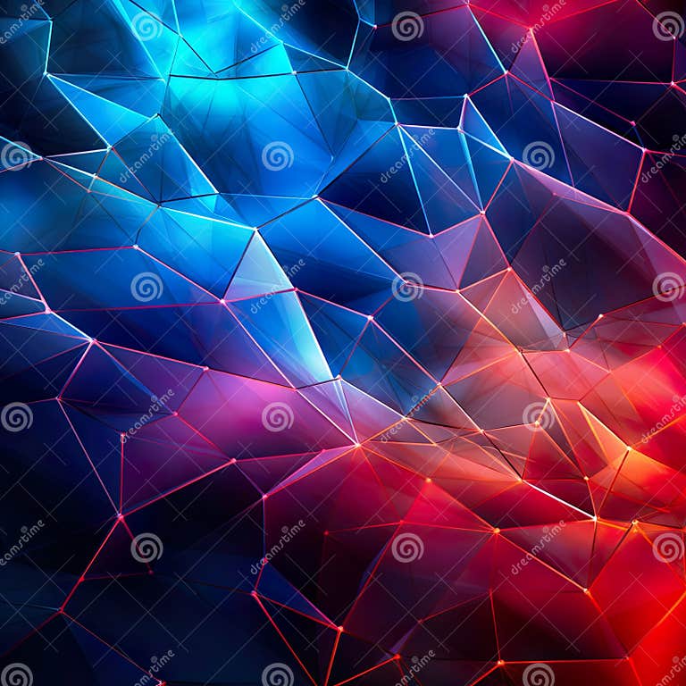 Abstract Tech Polygons Background, is a Futuristic Digital Artwork Featuring Complex Geometric ...