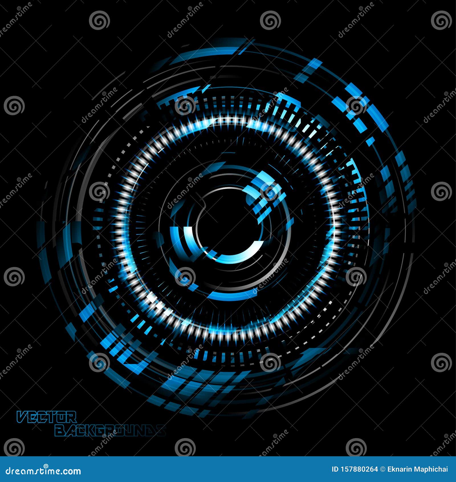 Abstract Tech Round Colors on a Black Stock Vector - Illustration of ...