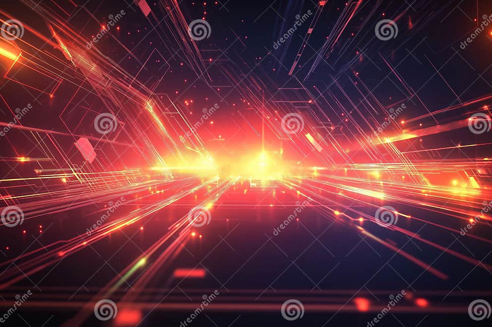 Abstract Tech Scene with Dynamic Light Effects, Lines. Futuristic ...
