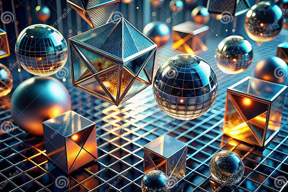 Abstract Tech Shapes Geometric Shapes. Generative AI Stock Illustration ...