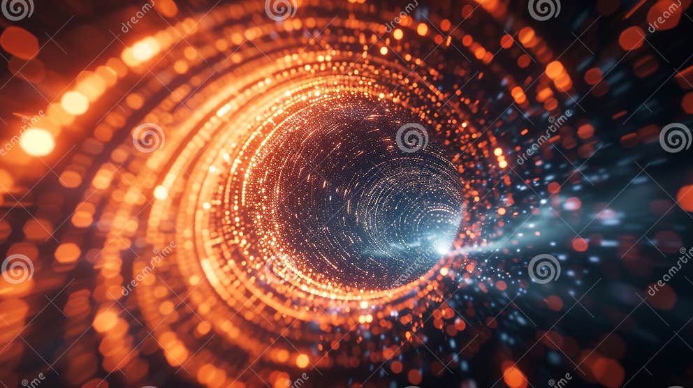 An Abstract Tech Vortex with Swirling Particles of Data and Information ...