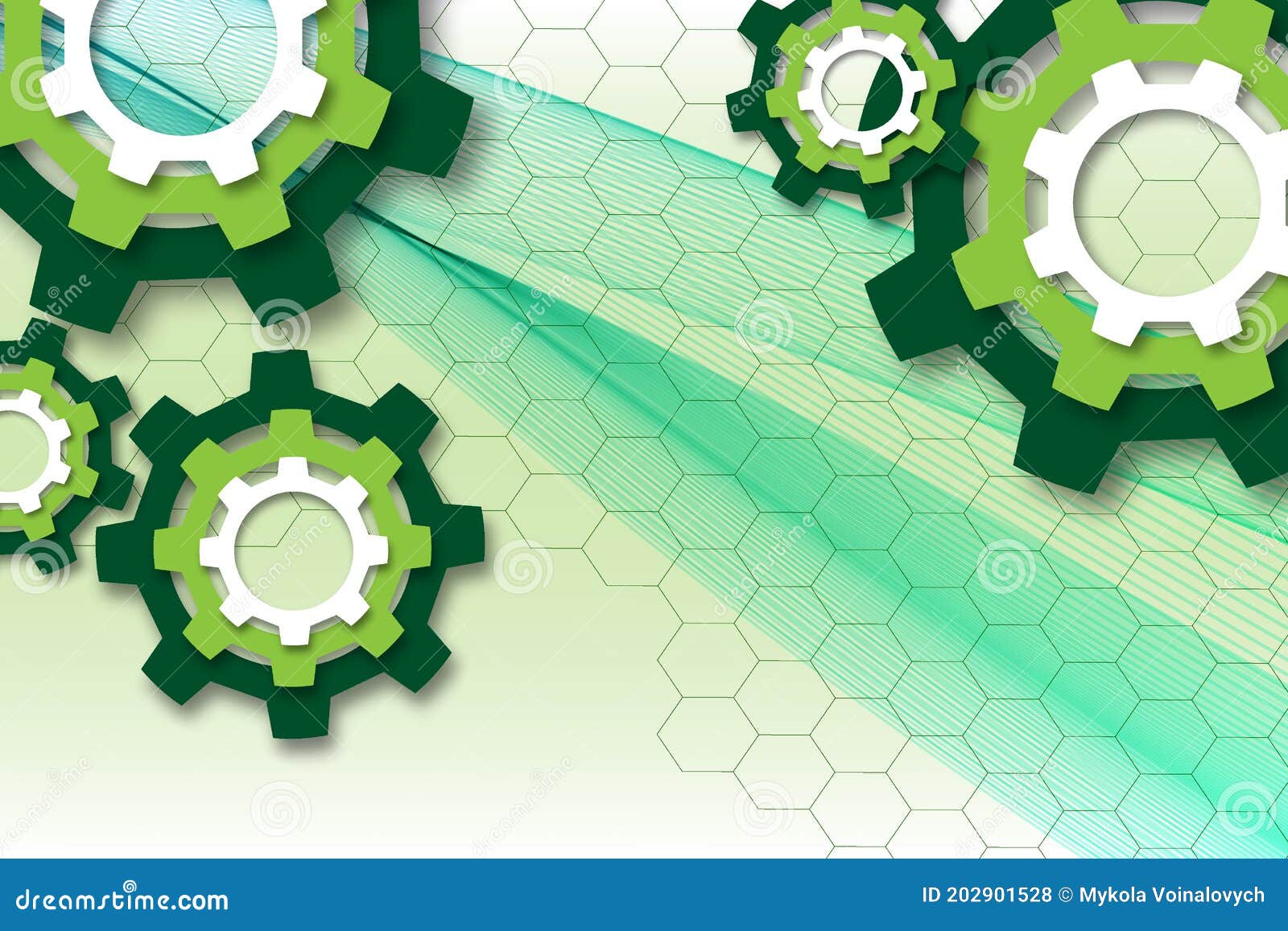 Abstract Gears Green Technical Background with Place for Your Text ...