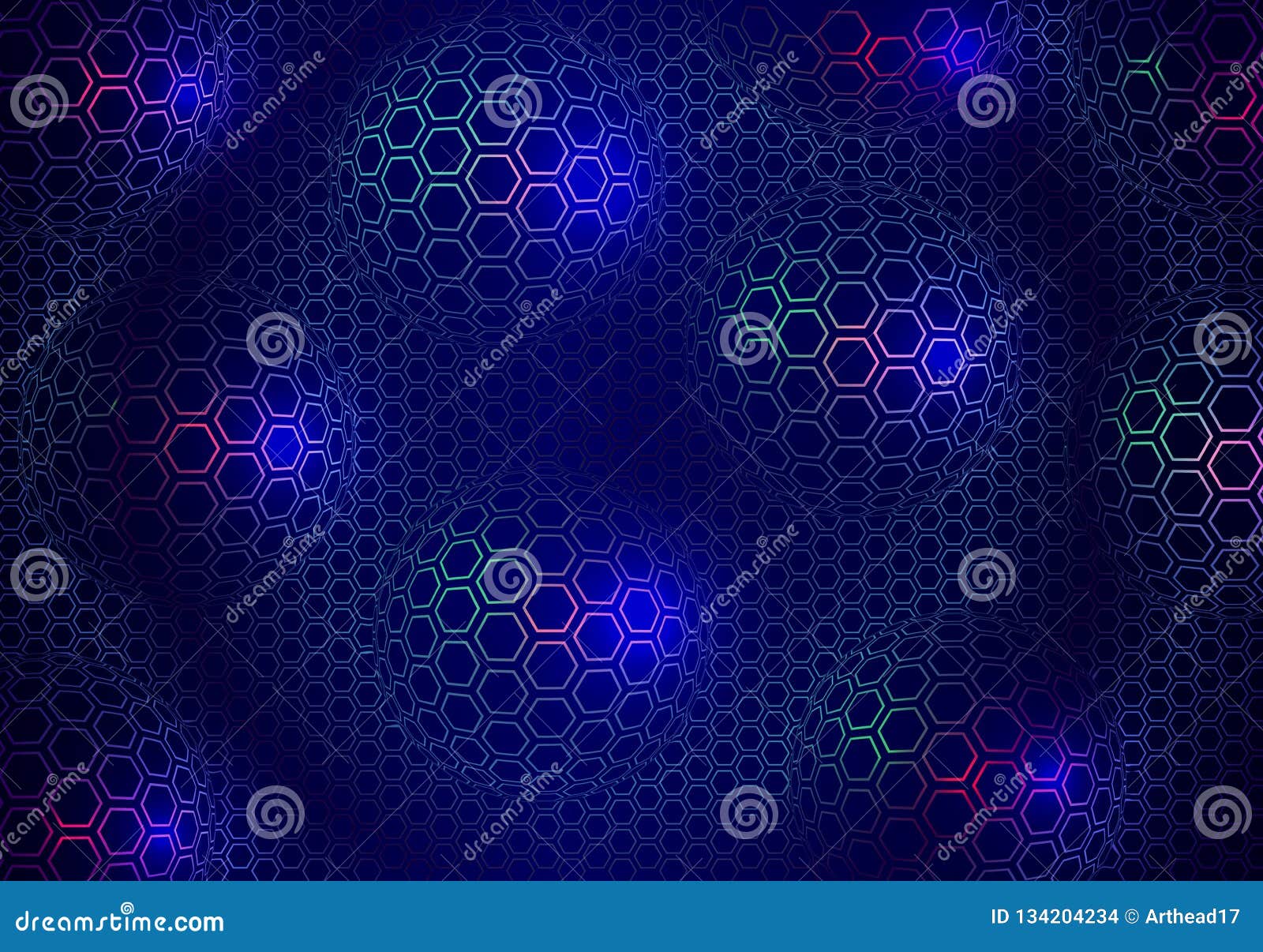 Abstract Technical Background of Spheres and Hexagons Stock Vector ...