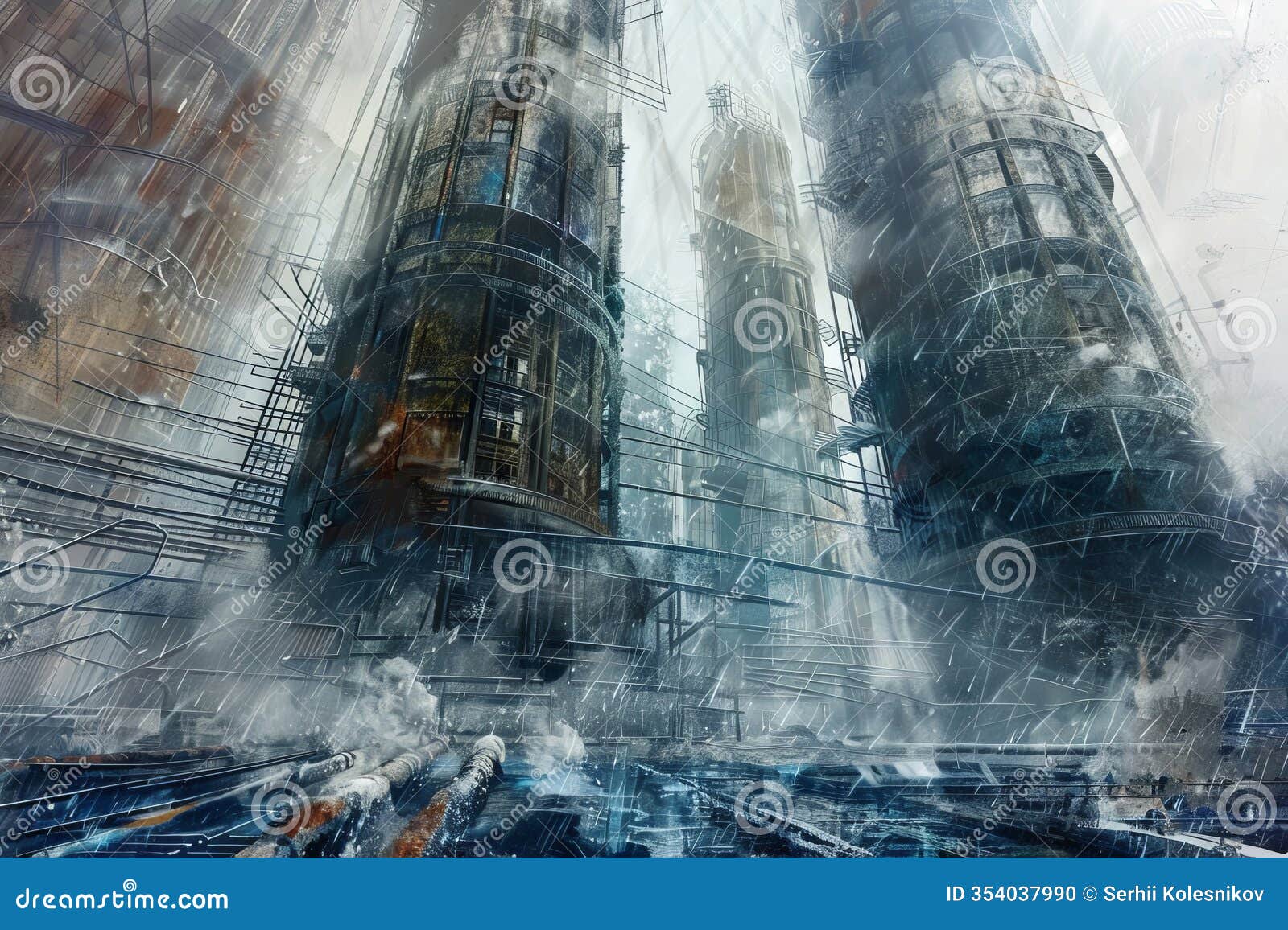 Abstract Technical Collage Depicting a Diverse Team Collaborating on ...