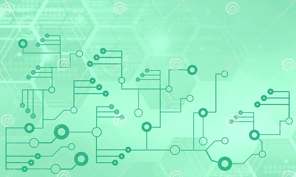 Abstract Technical Forms on a Mint Blue Background Stock Illustration ...