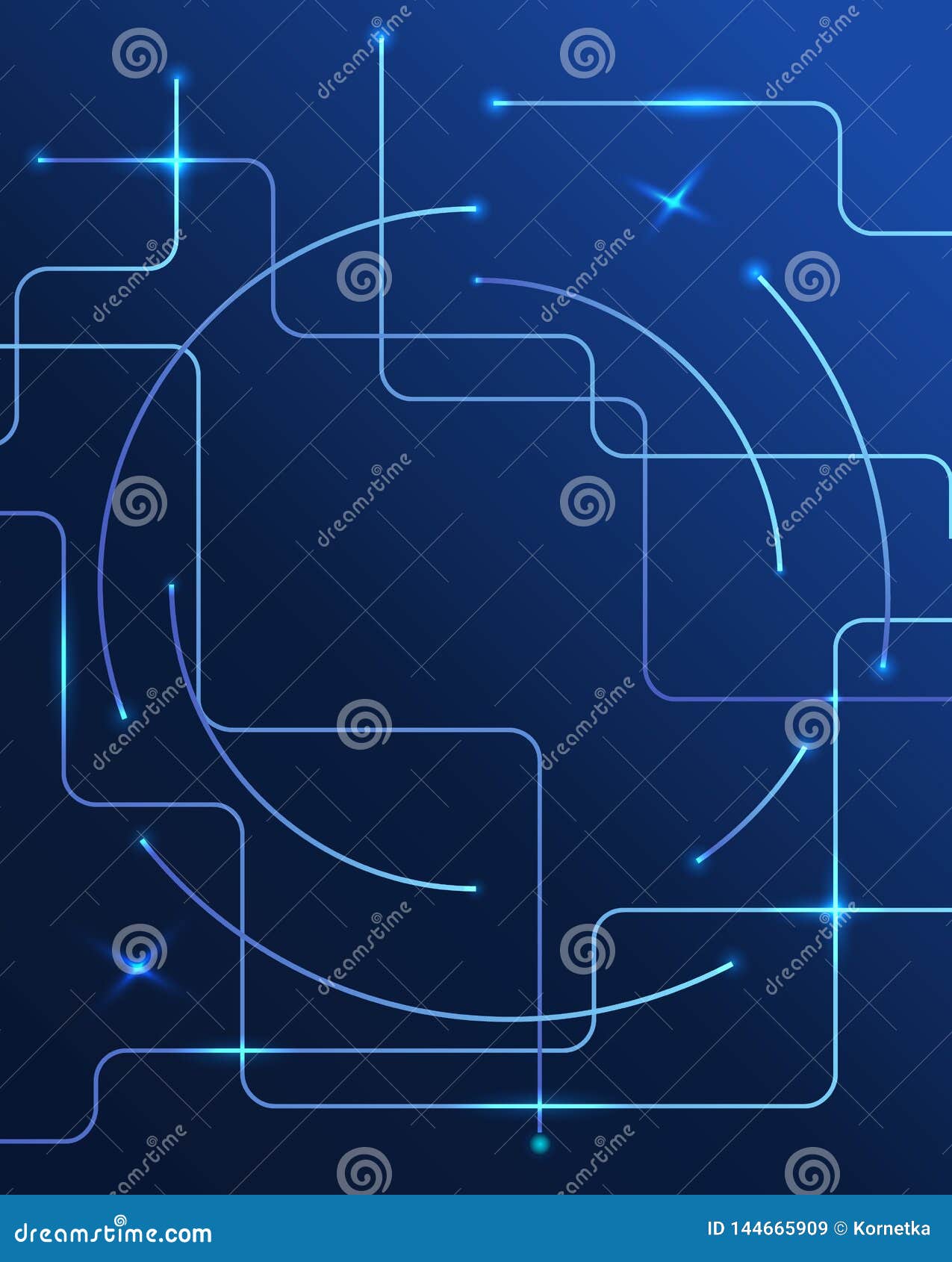 Abstract Techno Backdrop. Glowing Waves of Internet and Info on a Dark ...