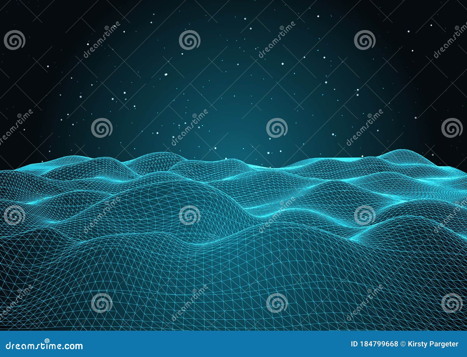Abstract Techno Landscape of Flowing Low Poly Design Stock Vector ...