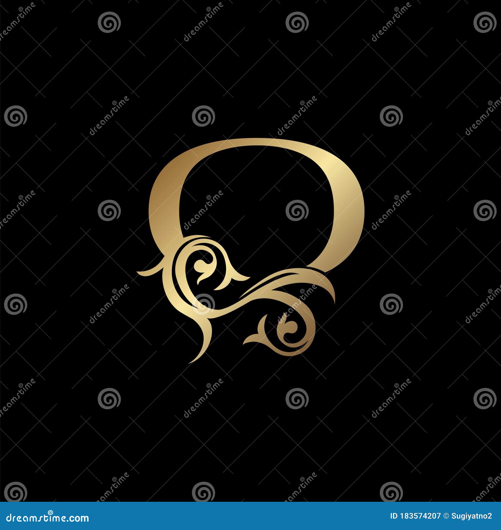 Luxury Gold Letter Q Floral Leaf Logo Icon, Classy Vintage Vector ...