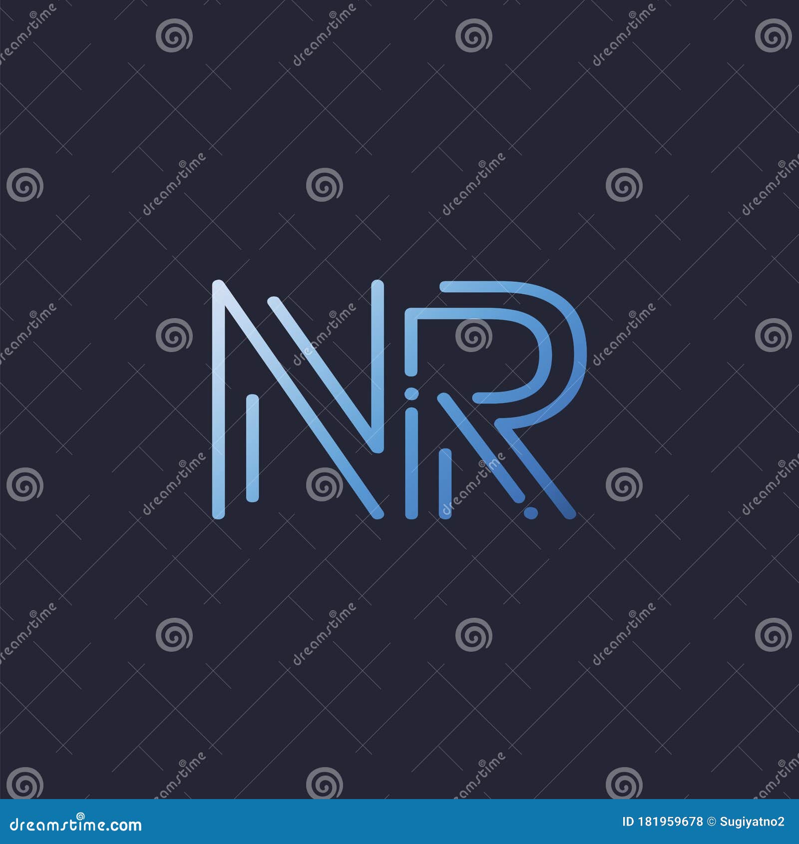Abstract Techno Line Initial Letter N and R, NR Logo Icon Stock Vector ...