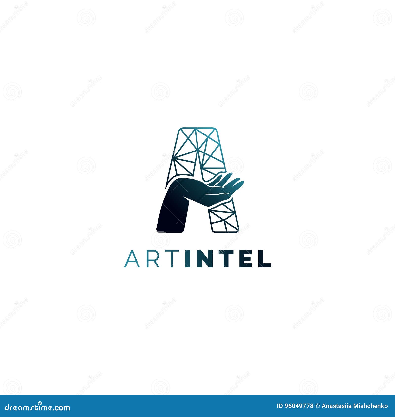 Abstract Techno Logo with Hand in a Letter. Stock Vector - Illustration ...