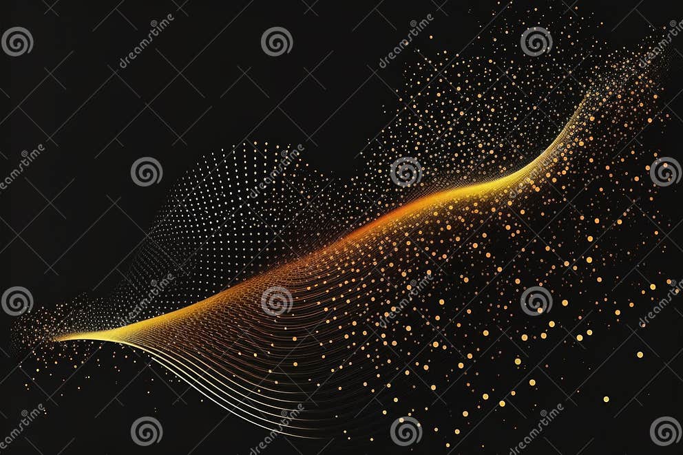 Abstract Shiny Waves with Moving Lines and Shining Particles. Design ...