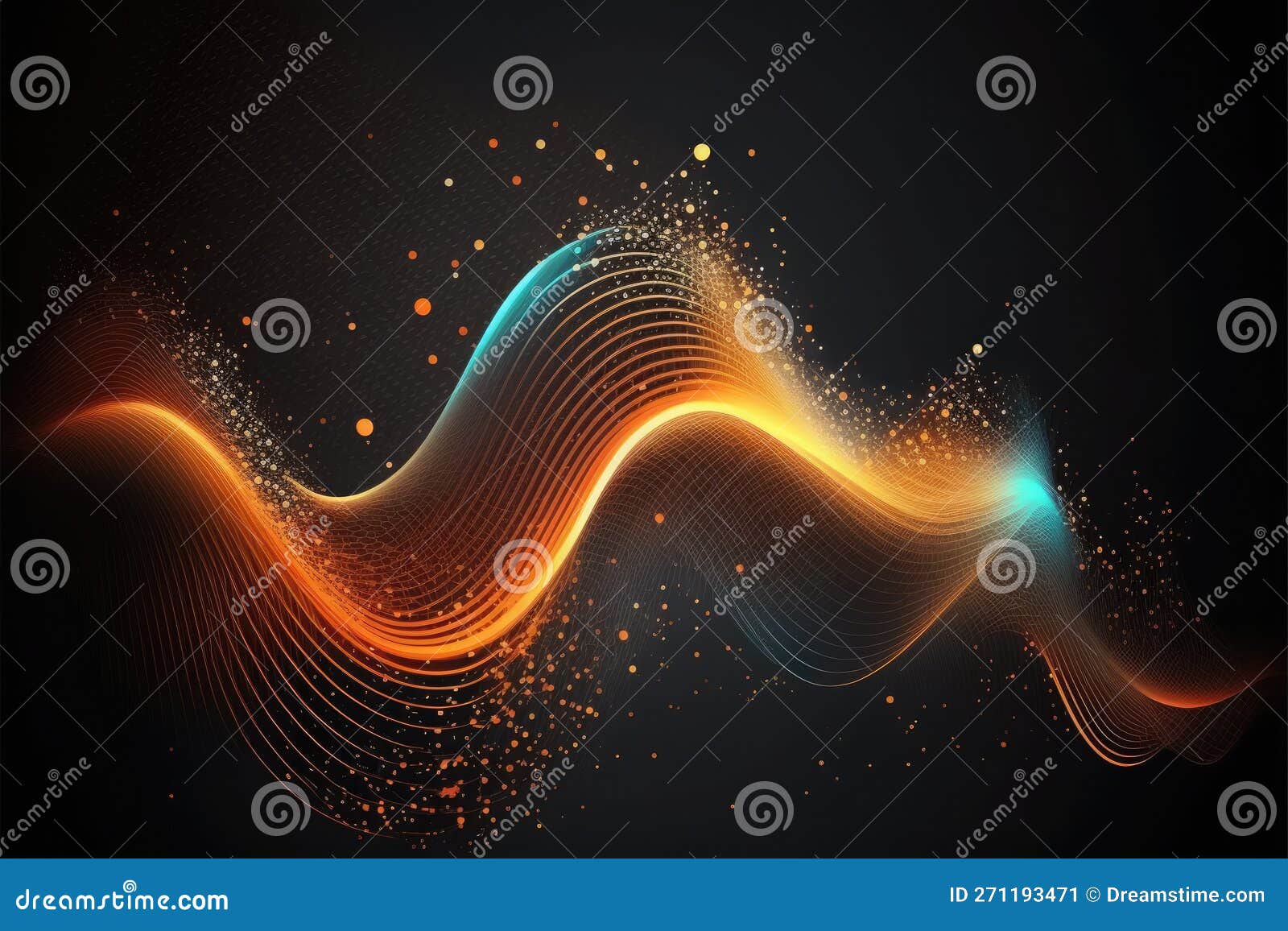 Abstract Shiny Waves with Moving Lines and Shining Particles. Design ...