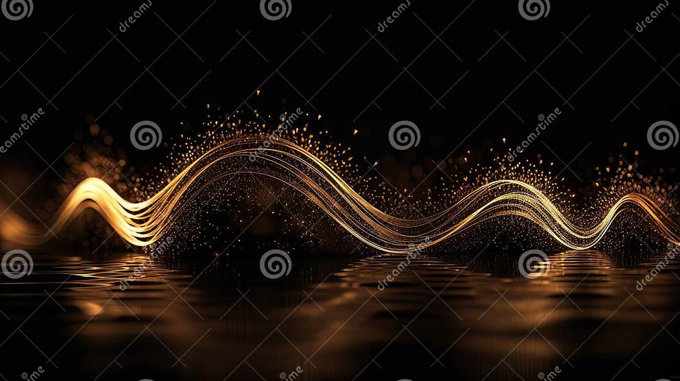 Abstract Techno Shiny Waves with Moving Lines and Shining Particles ...
