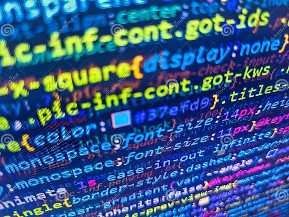 Abstract Technological Background With Digits And Lines Compressed Javascript Code On Computer