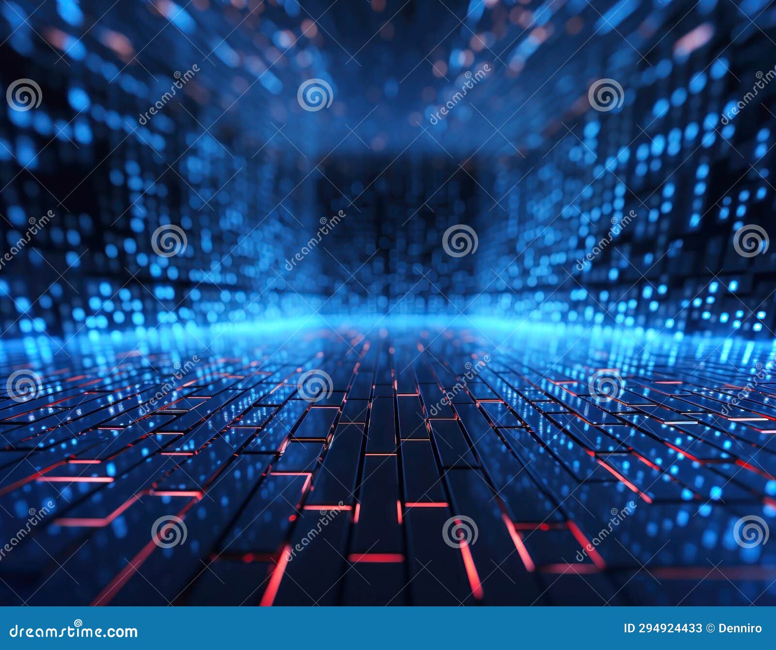 Abstract Technological Background Featuring Inside of a Blue Reflective ...