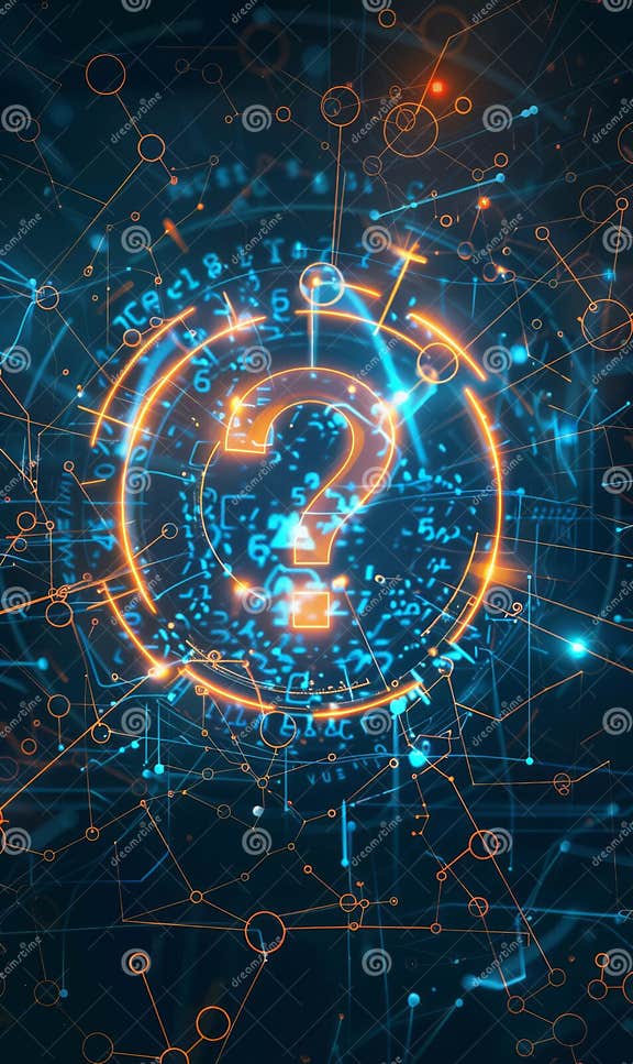 Abstract Technological Background with Question Mark Symbol Stock ...