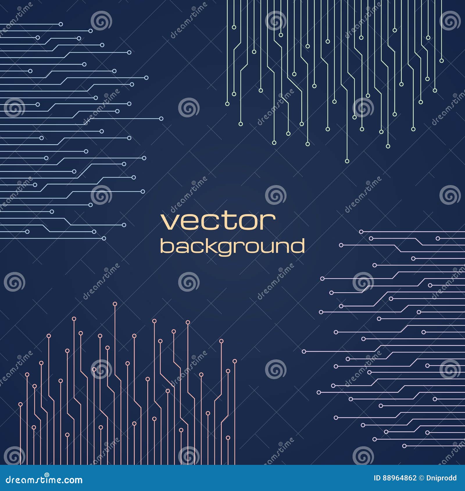 Abstract Technological Blue Background With Elements Of The Microchip ...